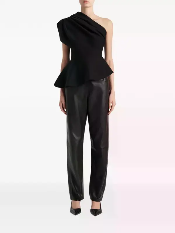 Khaite Aimee" Asymmetric Peplum Top - Black