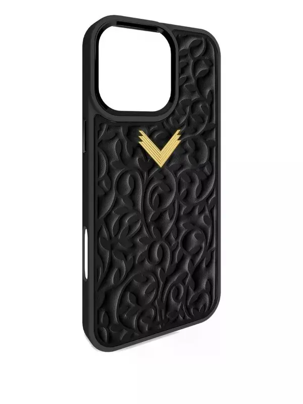 VELANTE Floral-embossed Iphone 16 Pro Phone Case - Black