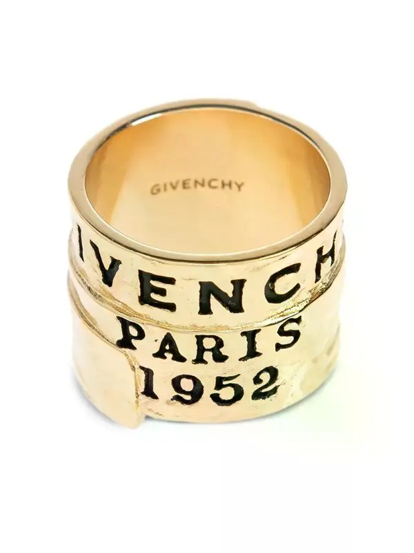 Givenchy Hammered Logo Band Ring
