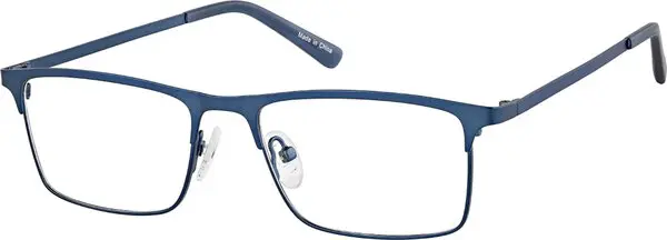 Zenni Rectangle Eyeglasses Full Rim Stainless Steel Frame - Blue