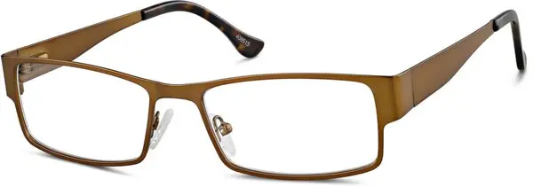 Zenni Rectangle Eyeglasses Full Rim Stainless Steel Frame - Brown