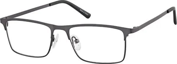 Zenni Rectangle Eyeglasses Full Rim Stainless Steel Frame - Gray