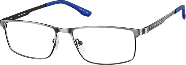 Zenni Rectangle Eyeglasses Stainless Steel Full Rim Frame - Gray