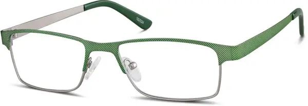 Zenni Rectangle Eyeglasses Stainless Steel Full Rim Frame - Green