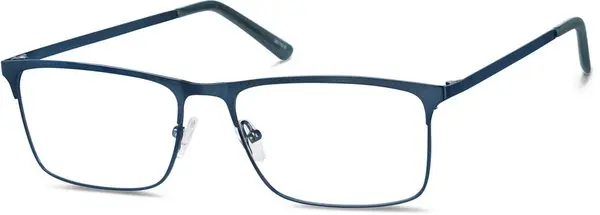 Zenni Rectangle Stainless Steel Full Rim Eyeglasses - Metallic Blue