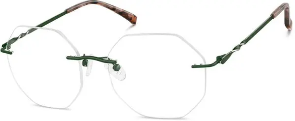 Zenni Geometric Rimless Eyeglasses - Green