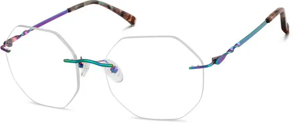 Zenni Geometric Rimless Eyeglasses - Iridescent