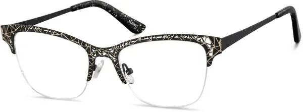 Zenni Cat-eye Half Rim Stainless Steel Eyeglasses - Black