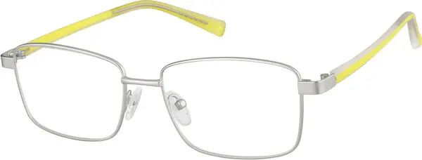 Zenni Rectangle Full Rim Frame Glasses - Silver