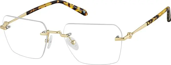 Zenni Rimless Square Eyeglasses - Gold
