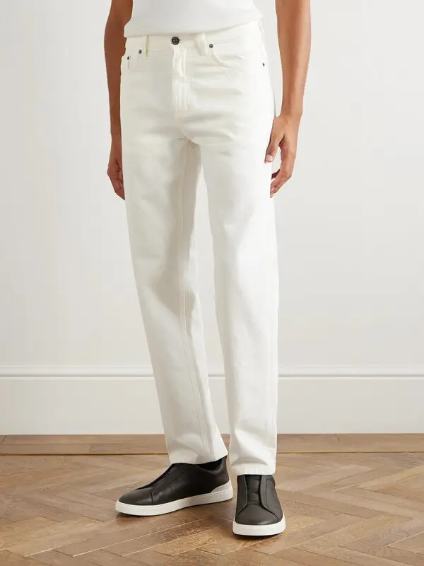 Zegna Roccia Slim-fit Straight-leg Trousers - White