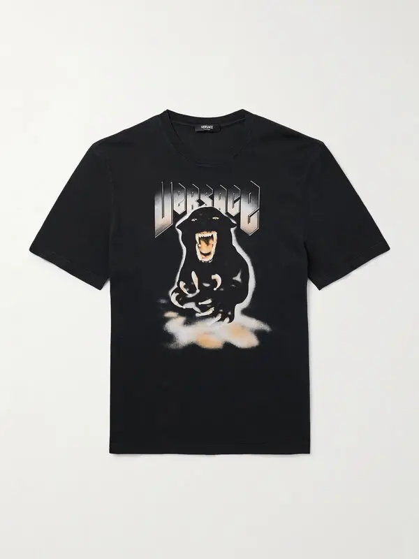 Versace Re-edition Panther Printed Cotton-jersey T-shirt