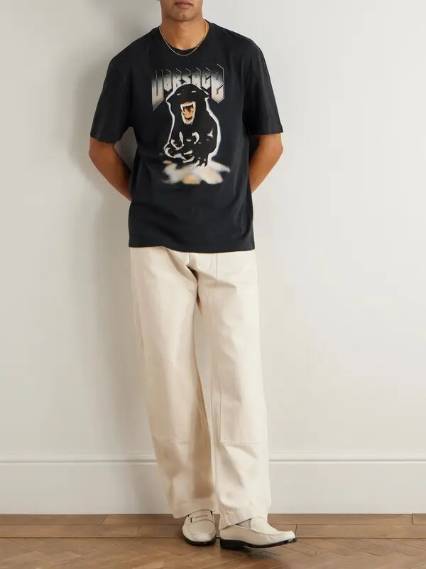 Versace Re-edition Panther Printed Cotton-jersey T-shirt