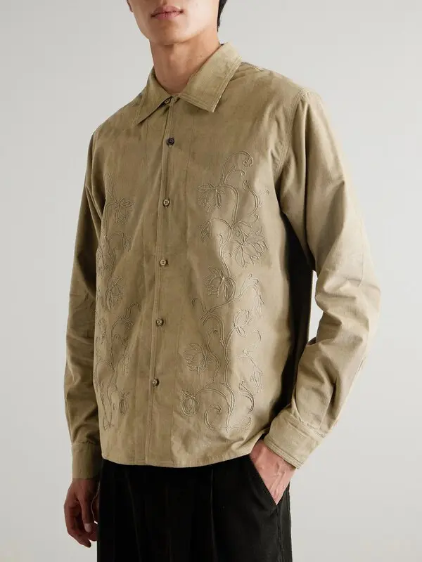 KARDO Chintan Embroidered Cotton Shirt - Neutrals