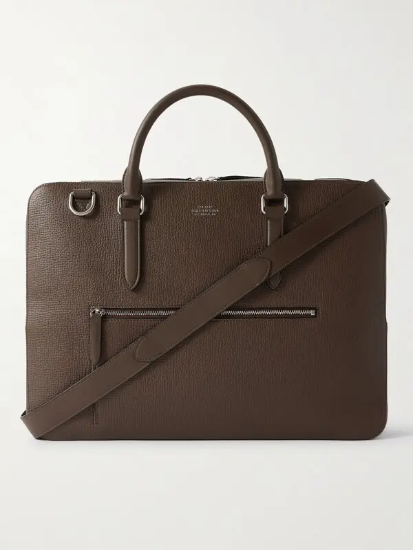 Smythson Full-grain Leather Briefcase - Brown