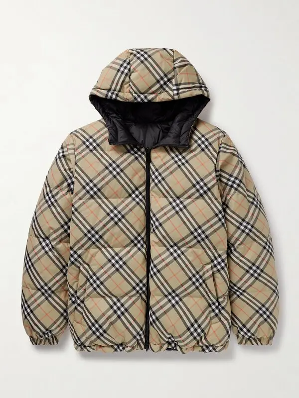 Burberry Reversible Checked Quilted Shell Hooded Down Jacket - Neutrals