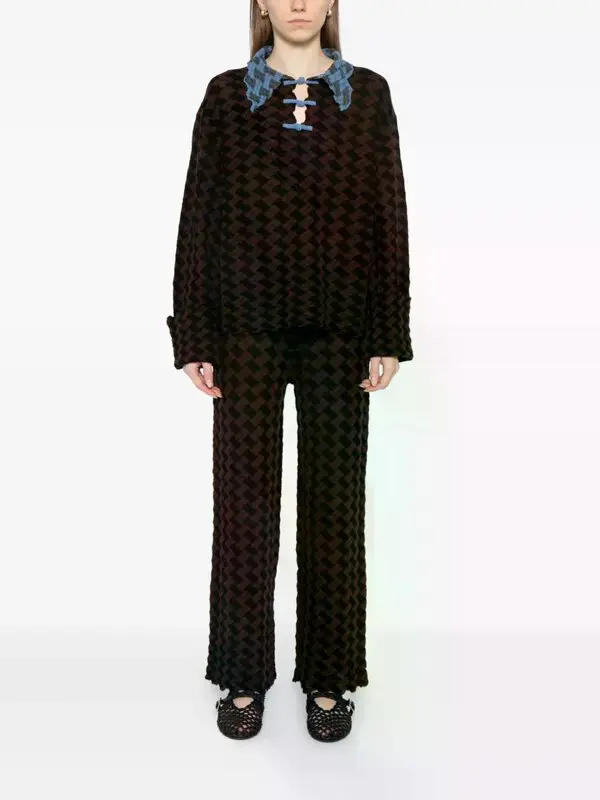 YANYAN Basket-weave Cropped Trousers