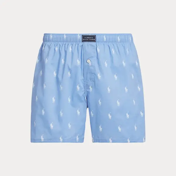 Ralph Lauren Classic Woven Cotton Polo Pony Boxer - Beach Blue