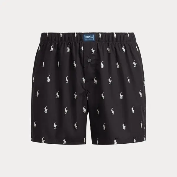 Ralph Lauren Classic Woven Cotton Polo Pony Boxer - Black