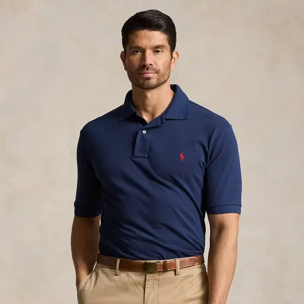 Ralph Lauren The Iconic Mesh Polo Shirt - Newport Navy/red