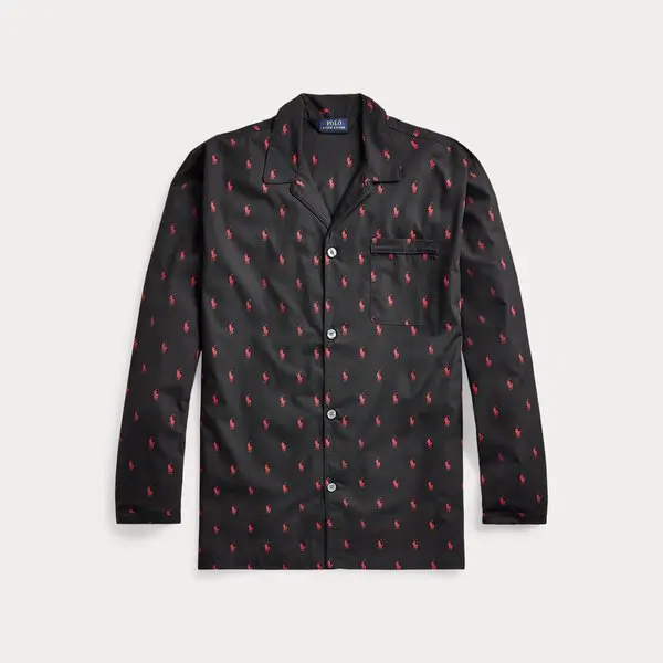 Ralph Lauren Polo Pony Pajama Shirt - Rl Black/rl2000 Red