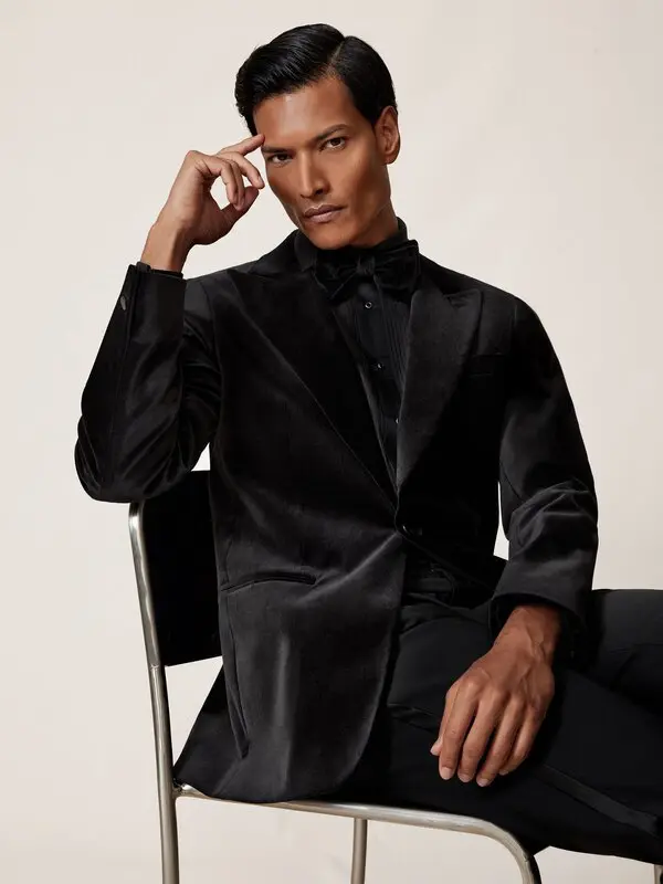 REISS Apsara Single-breasted Velvet Blazer - Black