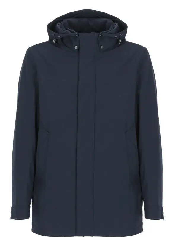 Woolrich Stretch Jacket With Removable Hood - Blue