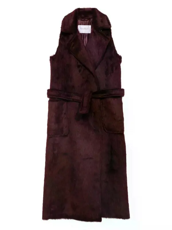 Max Mara Abbozzi Belted Sleeveless Coat - Red