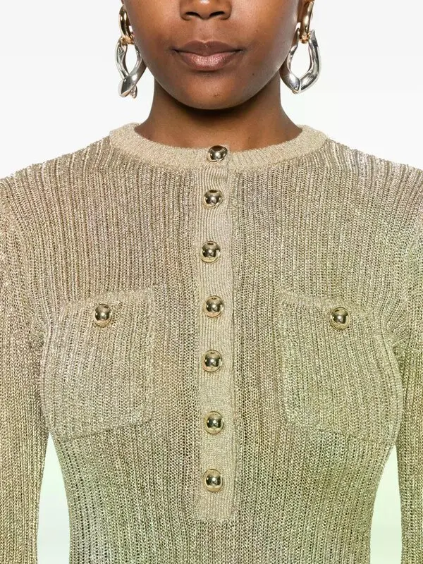 SELF-PORTRAIT Ribbed-knit Lurex Jumper