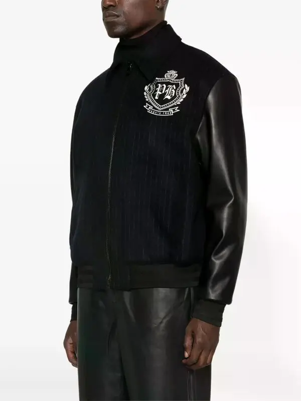 Balmain Pinstripe-print Panelled Bomber Jacket