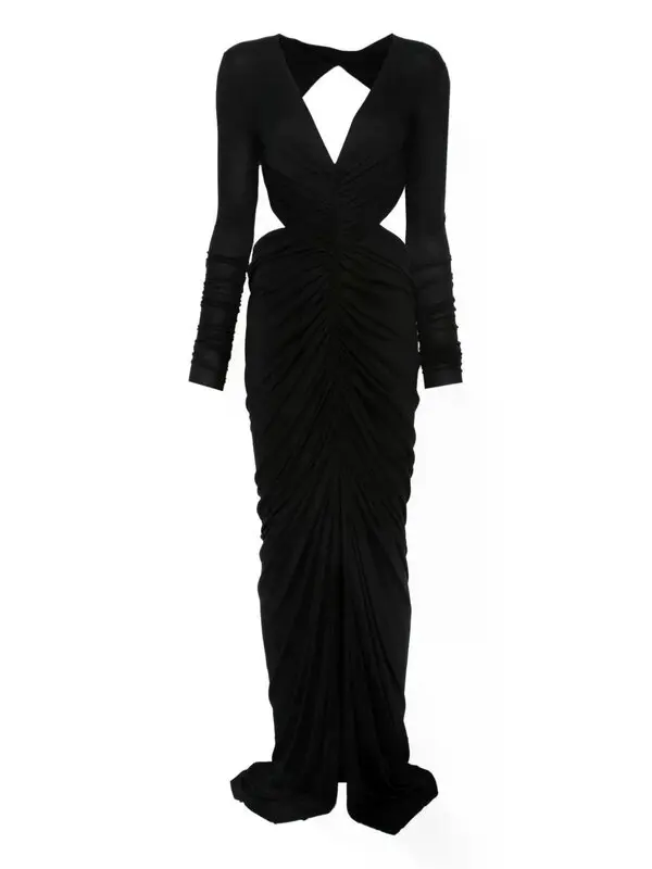 Rick Owens Cut-out Ruched Gown - Black