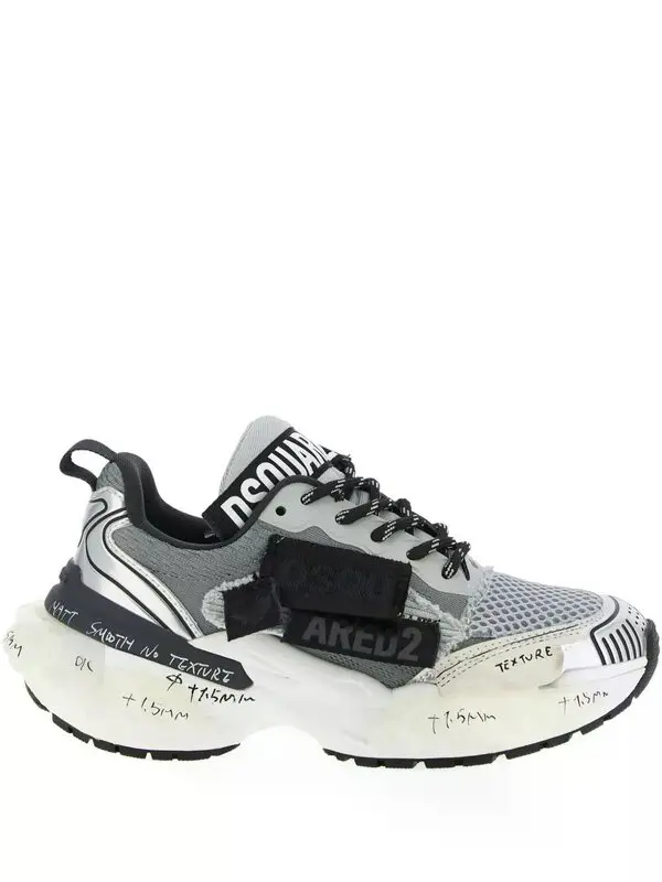 Dsquared2 Fast Mesh Sneakers With Metallic Overlays - Grey