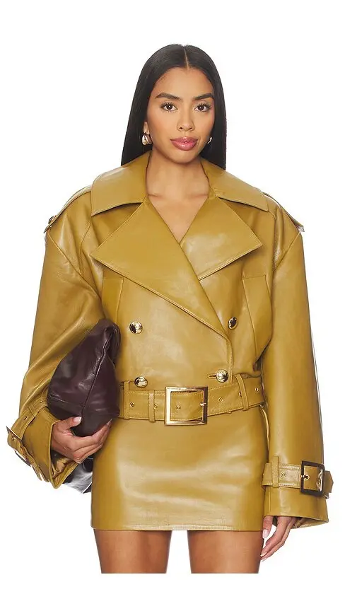 Retrofete Malene Leather Jacket - Olive