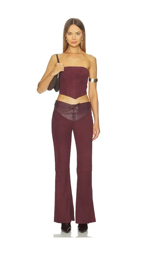 UNDERSTATED LEATHER Hankerchief Whipstitch Top - Chocolate