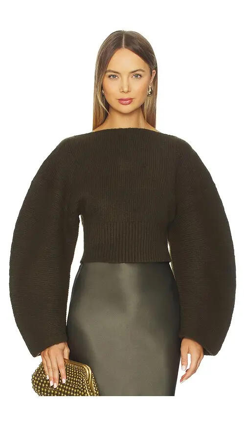 Cult Gaia Ella Ribbed Knit Cropped Jumper