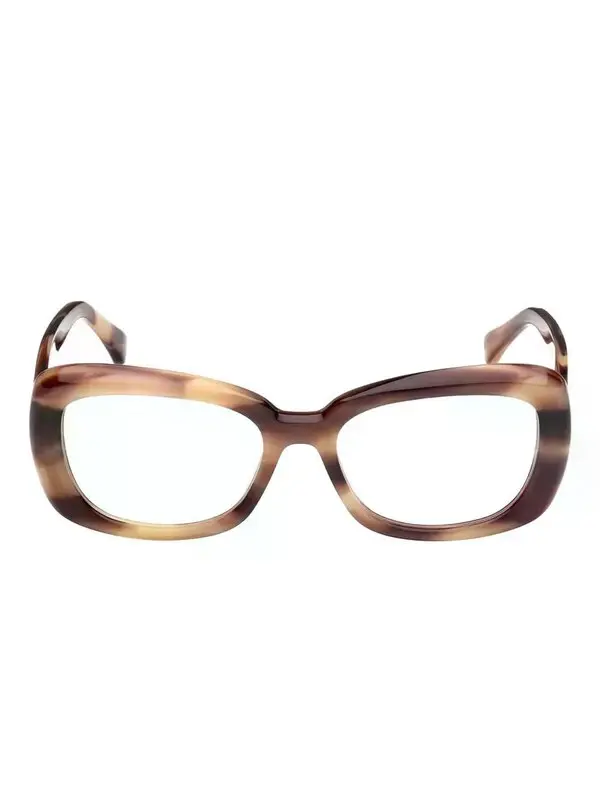 Max Mara Geometric Tortoiseshell Frame Eyeglasses - Brown