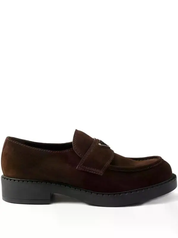 Prada Suede Loafers With Triangle Logo