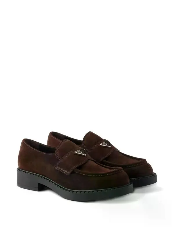Prada Suede Loafers With Triangle Logo