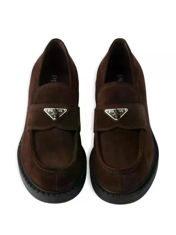 Prada Suede Loafers With Triangle Logo