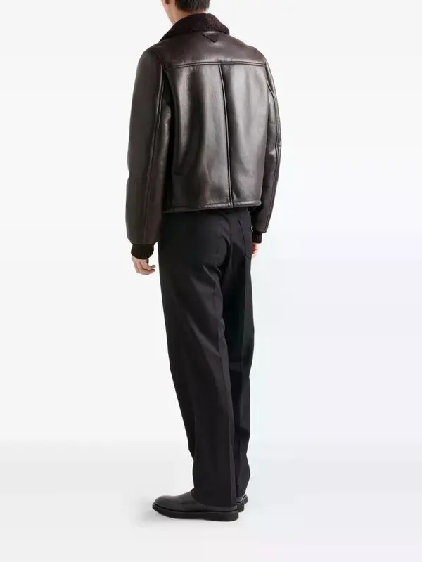 Prada Shearling Collar Leather Jacket