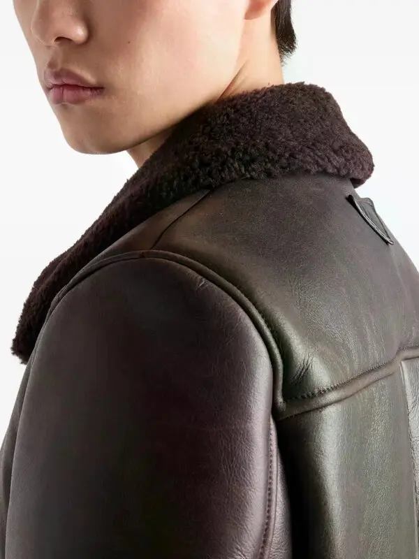 Prada Shearling Collar Leather Jacket