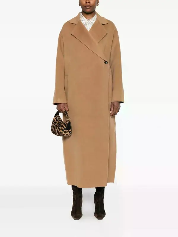 Soft Goat Double-breasted Patch-pocket Coat