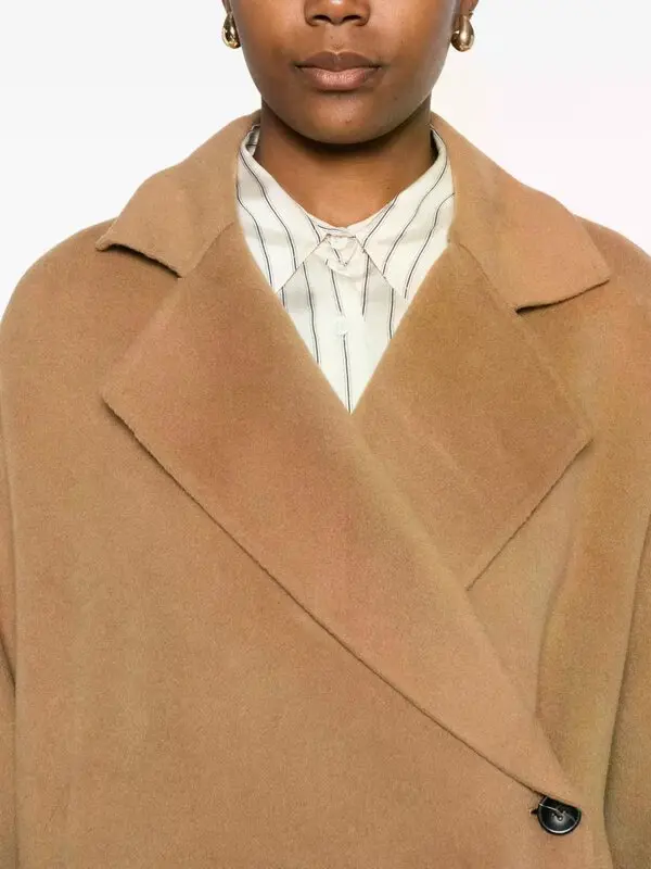 Soft Goat Double-breasted Patch-pocket Coat