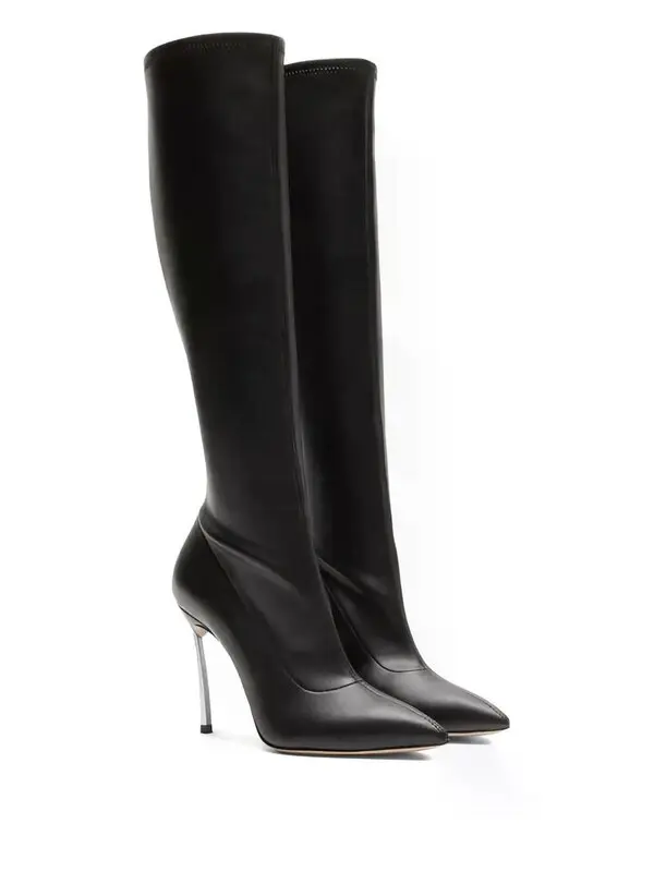 Casadei 100mm Blade Knee High Boots - Black