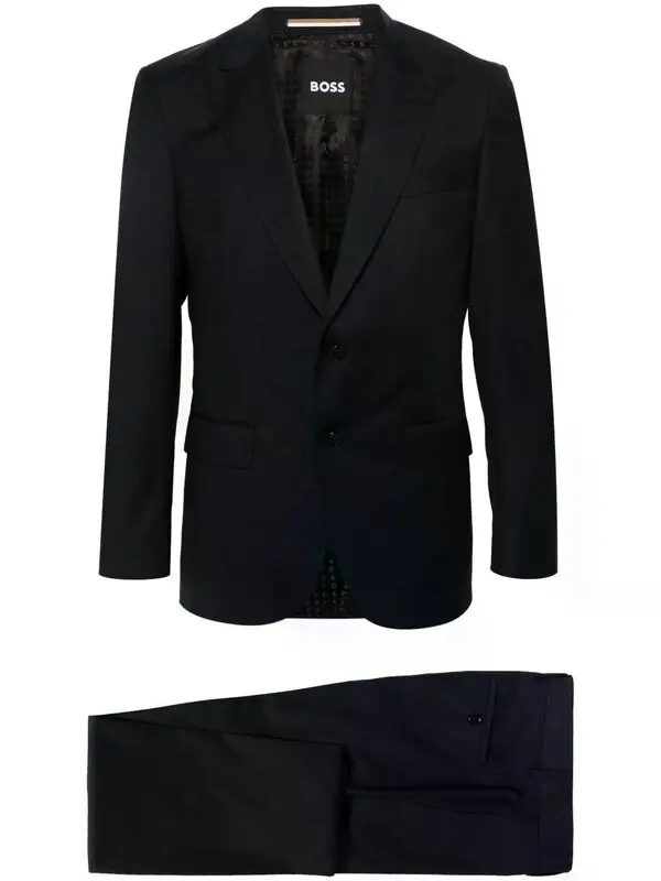 BOSS Single-breasted Virgin Wool Suit - Blue