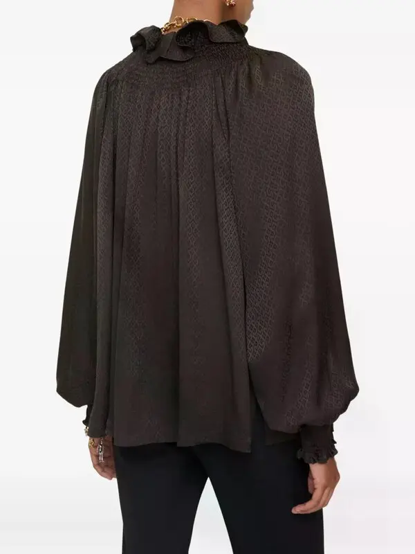 Burberry Geometric-pattern Ruffled Blouse - Brown