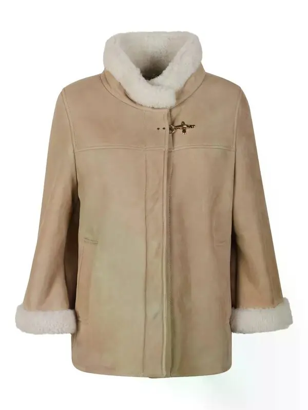 FAY Shearling-trim Coat - Neutrals