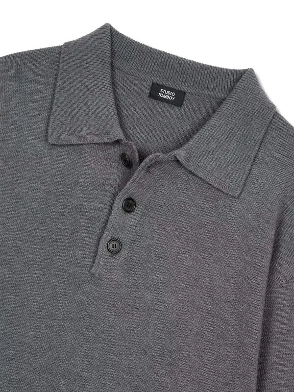 STUDIO TOMBOY Long-sleeve Polo Shirt - Grey