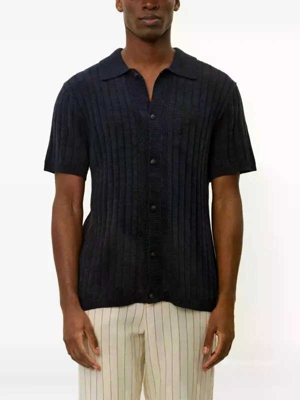LES DEUX Ribbed Short-sleeve Cardigan