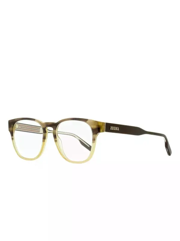 Zegna Keyhole Square Frame Glasses - Brown